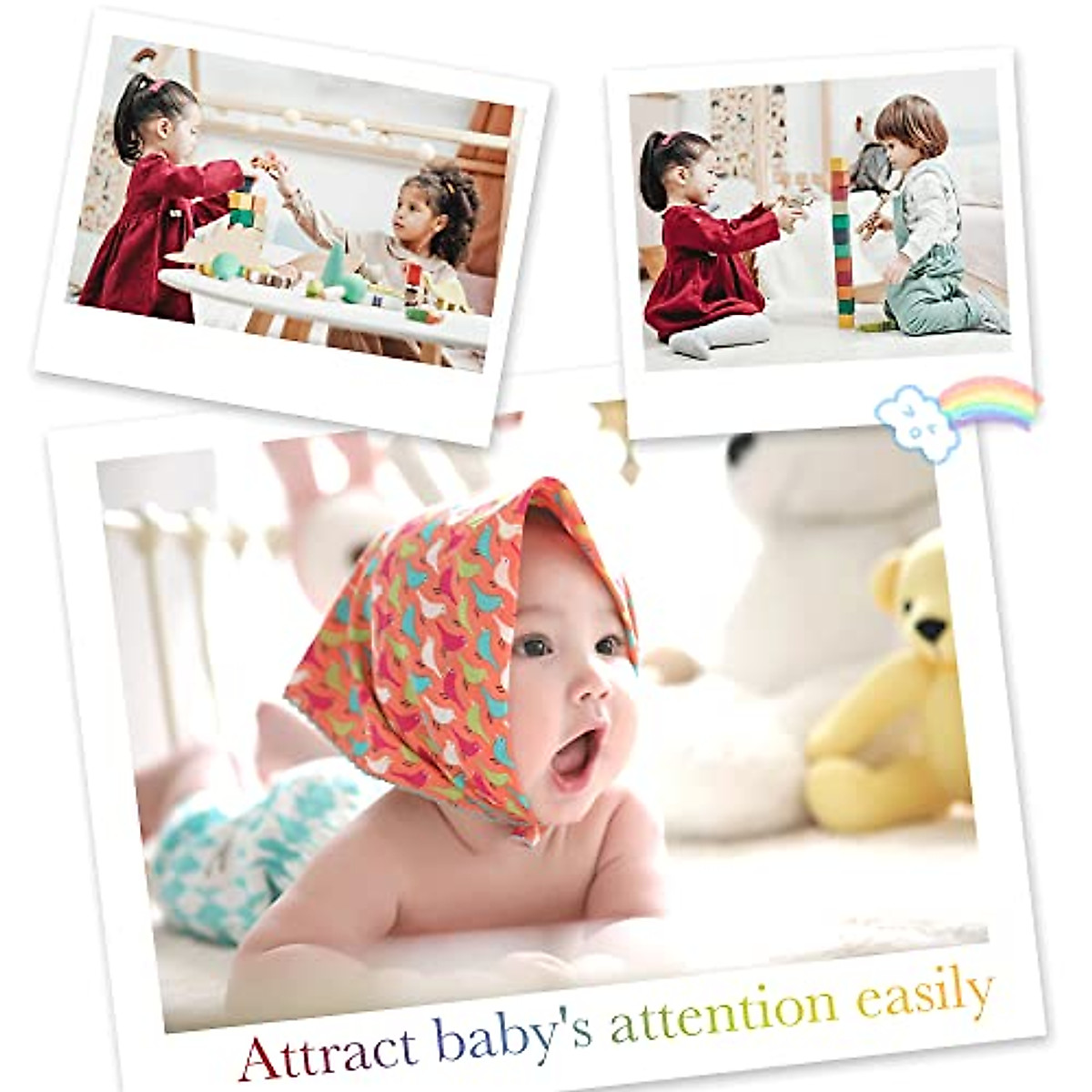 PONY DANCE 7 Pieces Rainbow Sheer Curtains - Colorful Backdrop Bright Drape Set for Playroom,Nurseries,Party,Red,Orange,Yellow,Green,Cyan,Blue,Purple,84 inch Length