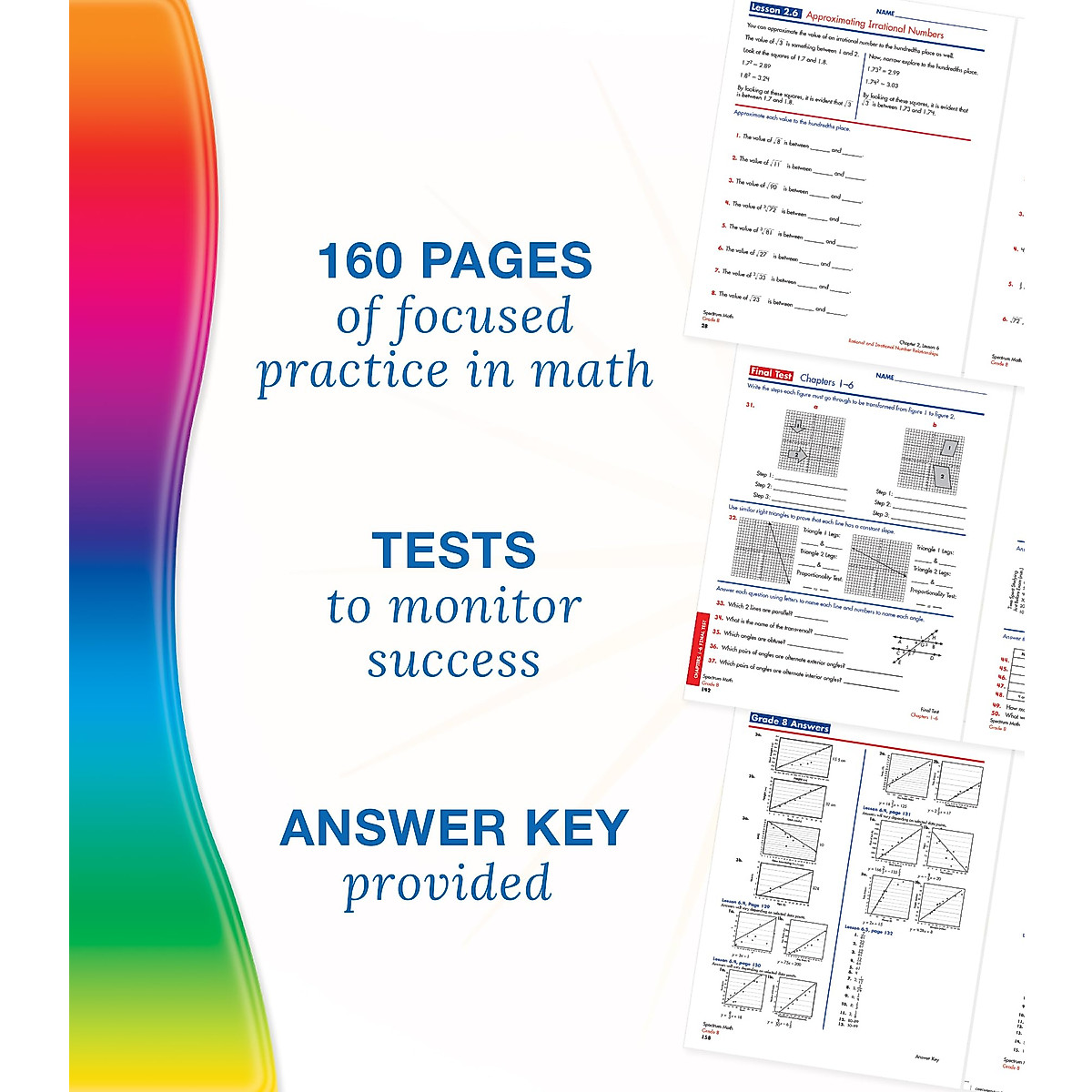 Spectrum 8th Grade Math Workbooks, Ages 13-14, Geometry, Integers, Rational & Irrational Numbers, and Pythagorean Theorem 8th Grade Math Practice, Grade 8 Math Workbook For Teens (Volume 9)