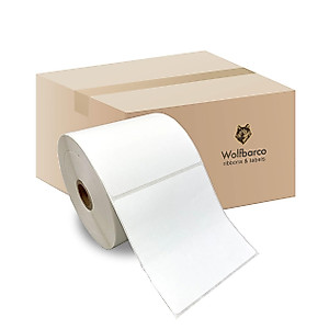 6 Rolls Thermal Transfer Paper Label/Industrial Grade 4" x 4", with Perforation, 1" Core, 5" OD, 740 Labels per Roll - White, Compatible with Zebra, Godex and Other Printers
