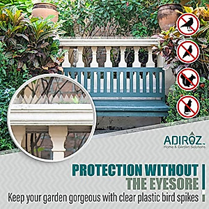 ADIROZ Clear Plastic Bird Spikes for Outdoors – Transparent Acrylic Garden Fence Animal Barrier to Keep Birds Away – Protect Your Home and Patio with a Humane Bird and Squirrel Repellent, 10 Ft.