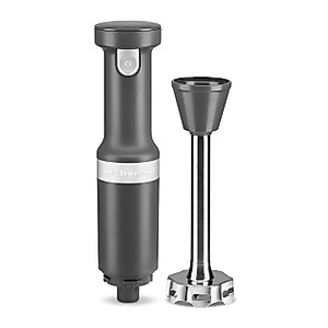 KitchenAid Cordless Variable Speed Hand Blender with Chopper and Whisk Attachment - KHBBV83, Matte Charcoal Grey