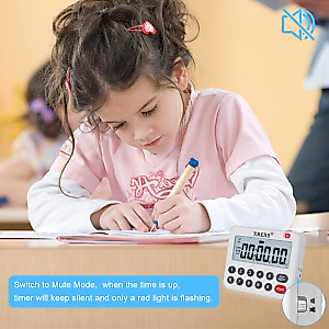 XREXS Digital Kitchen Timer Magnetic Countdown Up Cooking Timer Loud Alarm and Mute Optional, Magnet and Stand, Large Display Classroom Timer for Teachers (2 Batteries Included) Upgraded Version