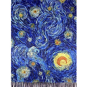 VENVSBEE Van Gogh Scarves Art Scarf for Women Best Gift Reversible Soft Cashmere Feel Shawl Wrap Doubleside Pashmina in Gift Box-02 Starry Night