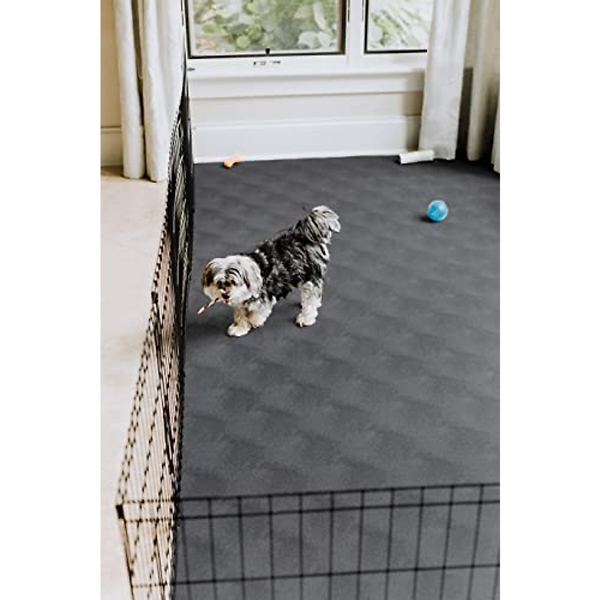 G-Floor for Pets Levant Texture Protective Vinyl Floor Covering for Hardwood, Concrete, and Low-Pile Carpet - 7.5ft x 17ft Slate Grey