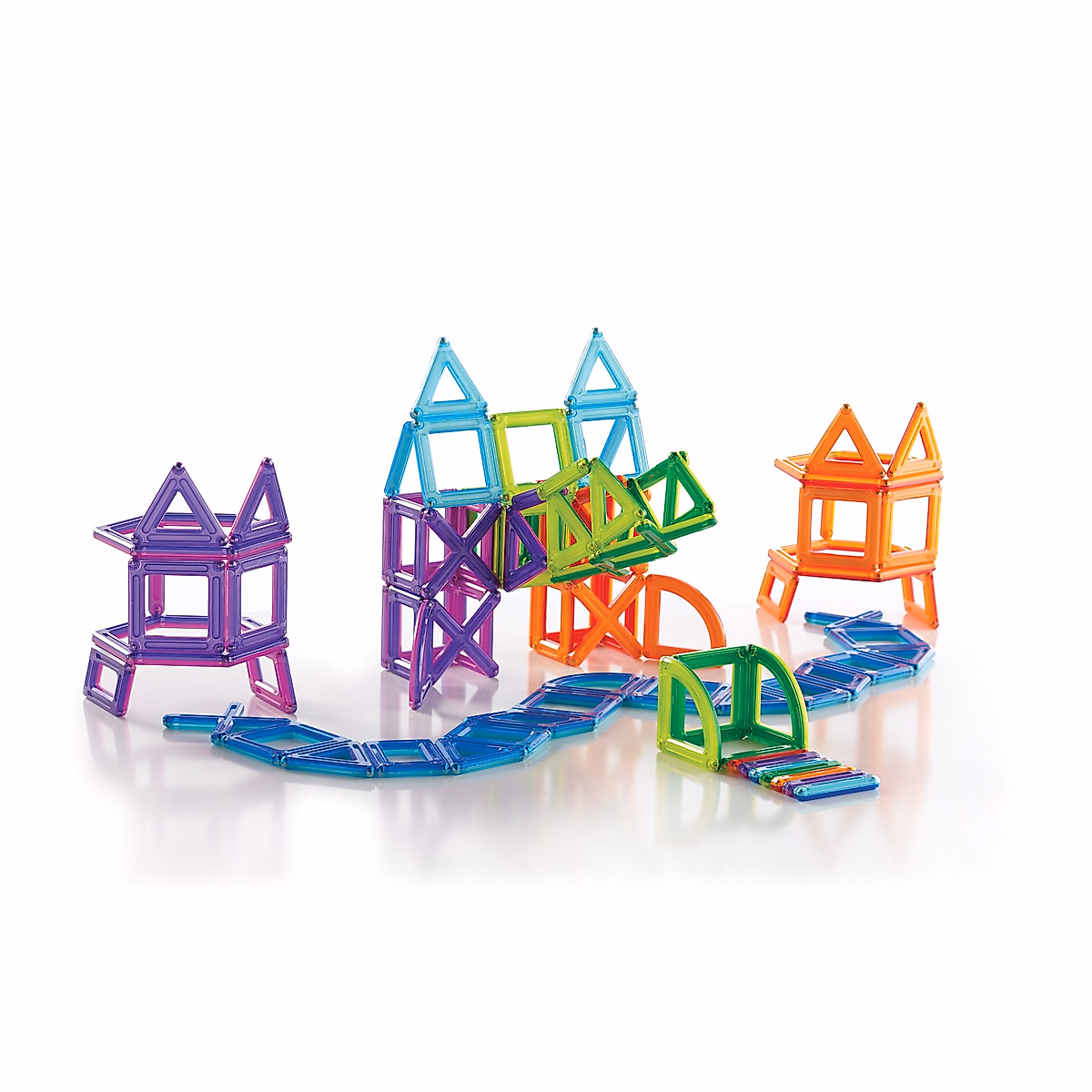 Guidecraft PowerClix Frame Magnetic Building Blocks Set, 100 Piece Magnetic Tiles, Stem Educational Construction Toy