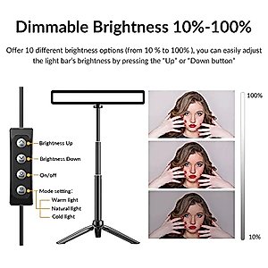 Video Conference Lighting for laptop&Computer, Webcam Light for Streaming, Zoom Lighting for Computer, 3 Working Modes, 10 Brightness Adjustable, with Tripod for Self Broadcast,Live Streaming,Vloggers