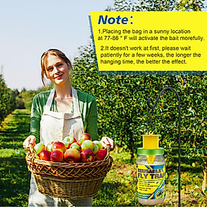 Qualirey 6 Pack Outdoor Hanging Fly Trap Bottles, Reusable Fly Killer Trap Catcher with Bait Refill for Outside Farms, Pastures, Chicken Coops, Stables, Barns, Garbage Cans, Yard, Backyard, Patio