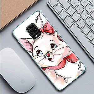 KAPUCTW Case for Xiaomi Redmi Note 9S / Note 9 Pro, Clear Slim Silicone Phone Case Cover with Pattern Design for Girls, Thin Shockproof Gel TPU Bumper Back - [6.67"], Cat Pink