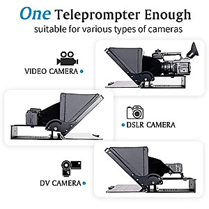 16 inch Large Teleprompter for All Tablets (4-12.9 inch Tablet), Remote Control and Teleprompter App, 70/30 Beam Splitter Glass, Aluminum Body and a Packbag, Angle Adjustment, Make Short Videos/Speech
