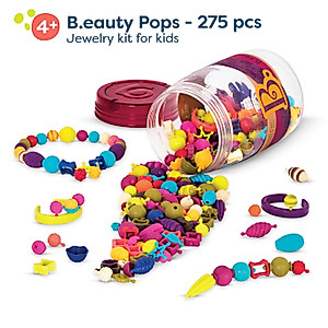 B. toys – Pop Arty! 275 Pcs- Jewlery Making Kit- Creative Pop Snap Bead Set for Kids –DIY Craft Jewelry Making Kit –Necklaces, Rings, Bracelets – 4 Years +