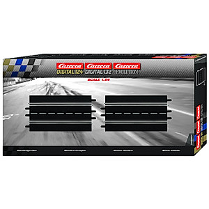 Carrera 20601 2-Pack of 13.58-in. Straights add on Expansion Accessory Pack Set Compatible with Evolution, Digital 132, and Digital 124 Slot car Tracks