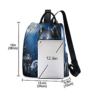 ALAZA Wolf Tree Moon Women Backpack Anti-theft Handbag Purse Travel Bag Fashion Shoulder Bags