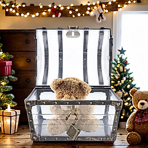 Wionin Pirate Chest with Lock Plastic Treasure Chest Transparent Pirate Jewelry Chest Large Pirate Candy Boxes Gemstone Jewelry Container for Party Favors