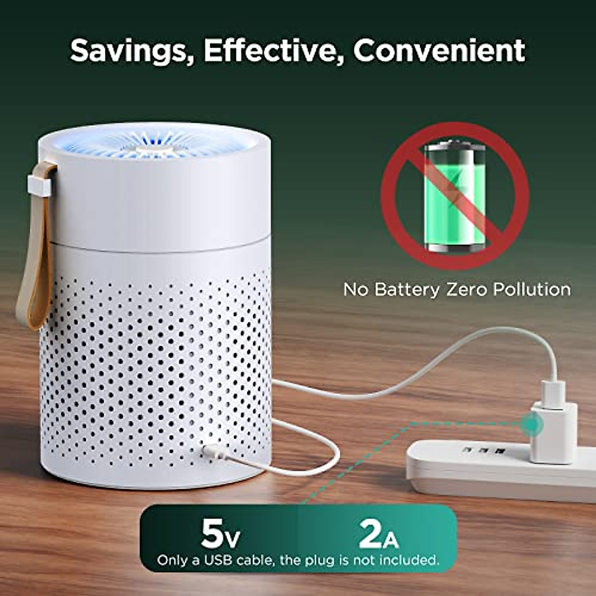 Air Purifiers for Bedroom Home, KOIOS H13 True HEPA Filter Air Purifiers for Desktop Office Car Pets with USB Cable, Small Air Cleaner, Night Light, Timer, Remove Smoke, Dust, Odors, Pollen