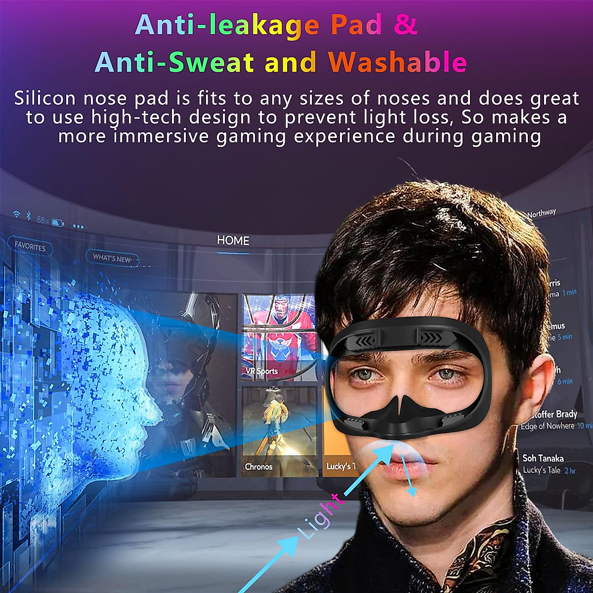 Face Pad & Face Cover Cushion Replacement Compatible with Oculus/Meta Quest 2 -VR Accessories Facial Interface Bracket Foam Soft Silicone & Comfortable Leather Sweat-Proof Anti-Leakage Nose Pad