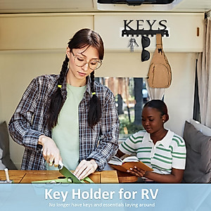 RELBRO Key Holder Wall Mount, Black Key Hanger Wall Decorative Key Rack Organizer Metal Adhesive Keychain Holder with 10 Key Hooks for Doorway Entryway Hallway Garage 2 Installation Ways