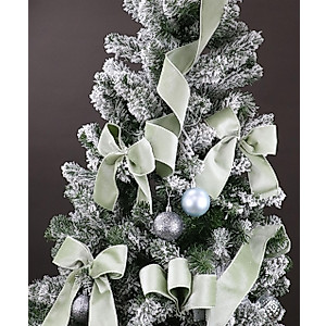 DINDOSAL Sage Green Velvet Ribbon Wired 2.5" x 10 Yards Green Christmas Ribbon Wired Edge Christmas Tree Wired Ribbon for Wreaths, Tree Topper Bows, Crafts, Home Decor, Gift Wrapping