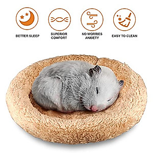 HMBGSFD 2 Pack Guinea Pig Bed, Calming Rats Bed, Round Donut Washable Small Animals Bed, Anti Anxiety Pet Fuzzy Bed for Guinea Pig, Hamster, Ferret, Squirrel, Chinchilla, Turtle and Bearded Dragon
