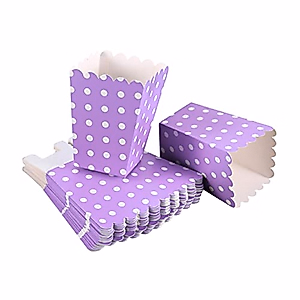 Gadpiparty 24pcs Popcorn Boxes Party Decoration Supplies Dot Design Snack Box Paper Snack Boxes Collapsible Container Disposable Containers Popcorn Cartons Square Popcorn Bucket Purple