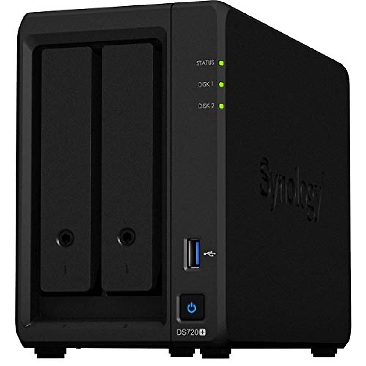 Synology DiskStation DS720+ NAS Server with Celeron 2.0GHz CPU, 6GB Memory, 32TB HDD Storage, 1TB M.2 NVMe SSD, 2 x 1GbE LAN Ports, DSM Operating System