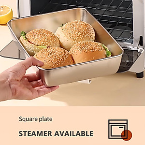 ATRDTO Set of 3,Stainless Steel Rectangle Food Storage Box Container- Leak Plastic Lid Dishwasher Safe - Plastic Free -Clear Lid (3)