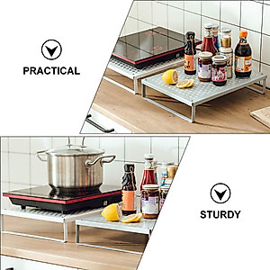 Hemoton Microwave Oven Rack Shelf Toaster Stand Kitchen Counter Seasoning Storage Rack Cabinet Organizer for Kitchen Utensils Towels Spices (Grey)