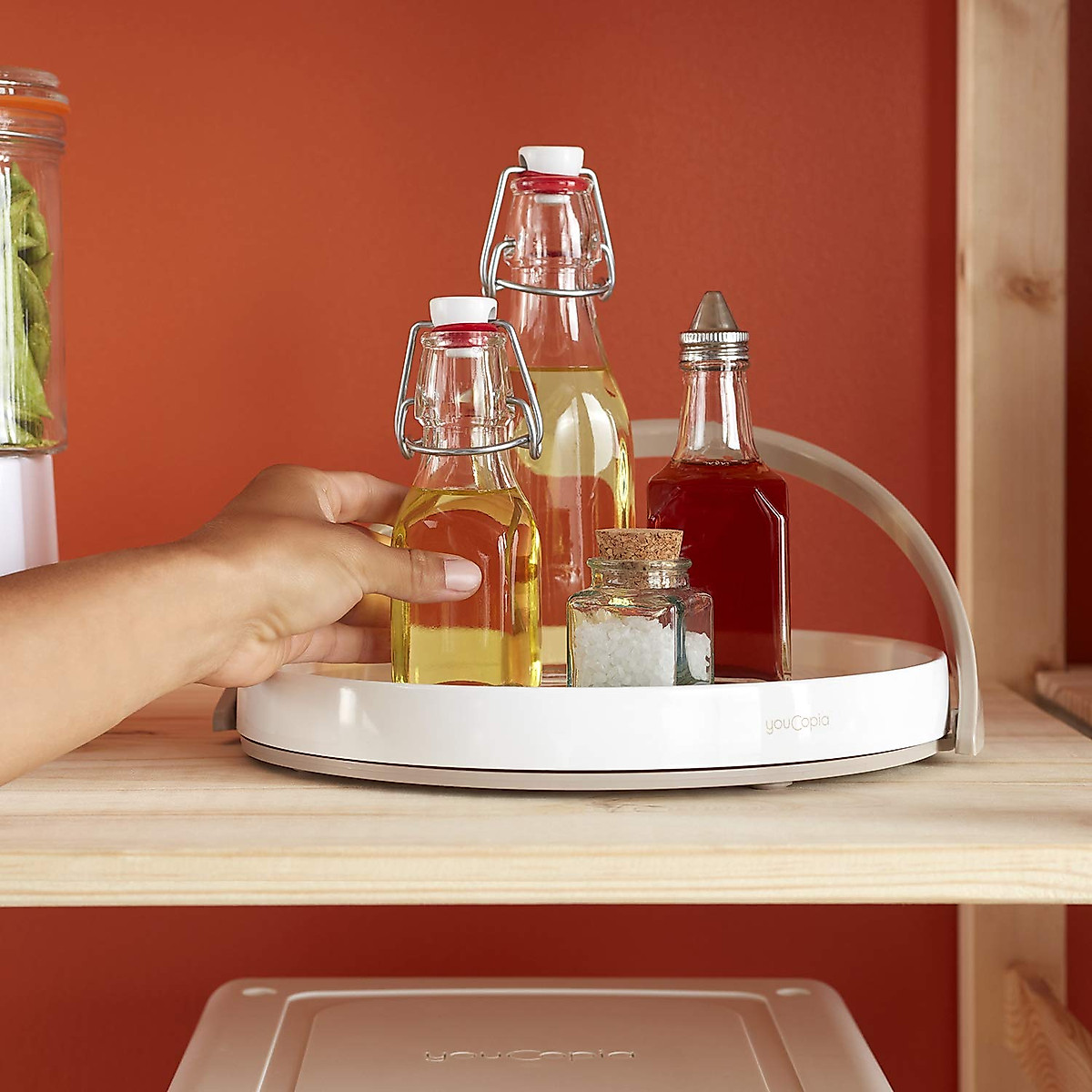 YouCopia Crazy Susan Cabinet Turntable Organizer with Backstop, 11-inches
