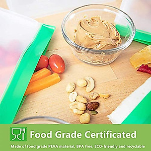 Reusable Food Storage Bags, 18 Pack BPA Free Reusable Freezer Bags, Leakproof Storage Bag for Food (6 reusable gallon bags & 6 reusable sandwich bags & 6 reusable snack bags)