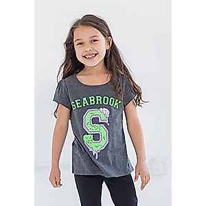 Disney Zombies Zed Addison Little Girls 2 Pack Graphic T-Shirts Gray/Pink 7-8