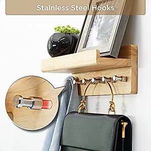 HAUSIST Key Holder for Wall Decorative, Key Hooks with Stainless Steel, Mail Organizer with Solid Oak Wood, Stylish Key Rack for Entryway