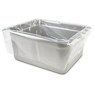 PanSaver Hotel Clear Pan Liners for Easy Clean Up - Disposable Buffet Pan Liners, Ovenable up to 400F (Half Medium/Deep Pan Liner - 14 x 23 IN)