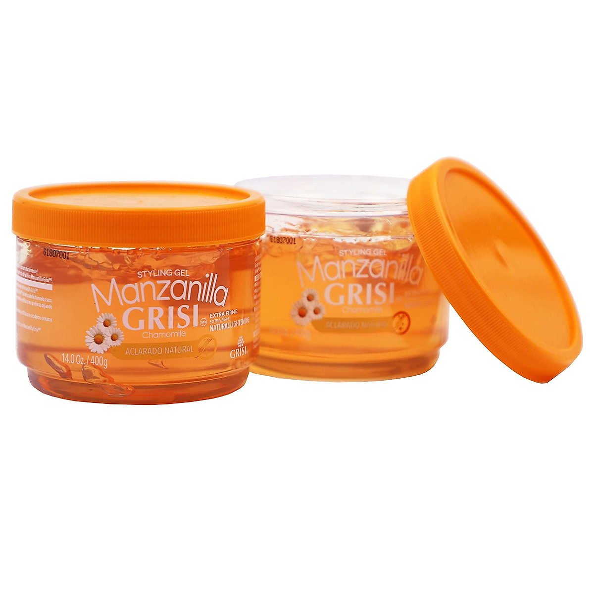 Manzanilla Grisi Chamomile, Styling Hair Gel, Keep your Hairstyle, brighten Naturally, Non-Alcohol Non-Residues 2-Pack of 14 Oz Jars.