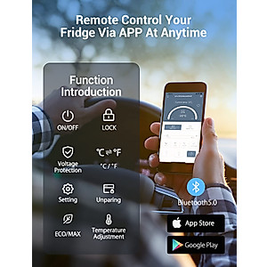 Rock&Rocker 12 Volt Car Refrigerator,59 Quart (55L) 12v Portable refrigerator,Car Fridge Freezer, -4℉-68 Car Cooler 12/24V DC and 100-240V AC for RV, Outdoor Camping APP Control