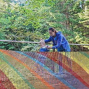 Toriexon Playground Safety Net 14.7' X 9.8', Double Layers Climbing Cargo Net for Kids, Multicolored Playground Net for Obstacle Training, Tree House, Back Yard etc.