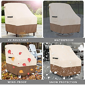 100% Waterproof Rocking Chair Covers,Freestyle Rocker Covers,Waterproof Heavy Duty Outdoor Camping Chair Covers,Anti-uv Patio Sofa Covers,Patio Furniture Covers 1Pack(White and Coffea, 26*27.1*34.3'')