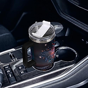 Fireworks over The Tower Bridge London Britain UK 40OZ Tumbler Stainless Steel Travel Mug Water Bottle Car Cup Tea Cups with Lid Black-style