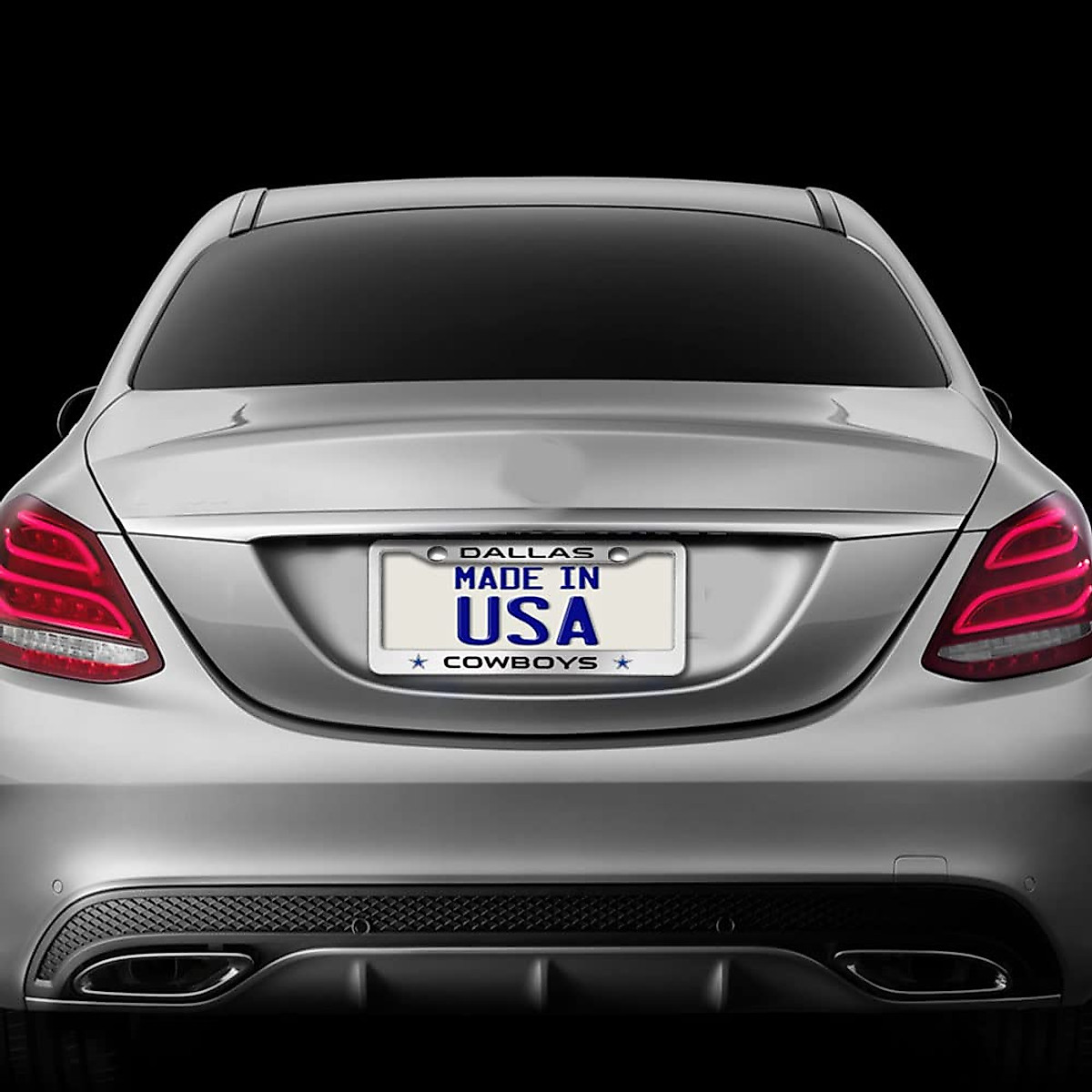 2 Pack Fit Cowboys License Plate Frames, Car Tag License Plate Cover for Cowboys,Silver