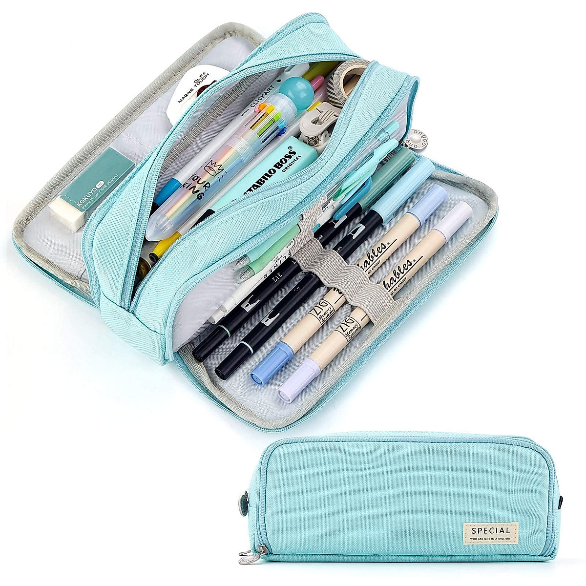 CICIMELON 2 Pencil Case Large Capacity Pen Pouch 3 Compartment Pen Bag for School Teen Girl Boy Men Women