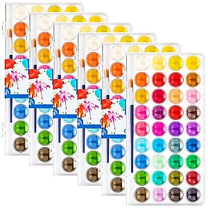 Nuanchu 6 Pack Watercolor Paint 36 Colors Washable Watercolor Paint Water Color Kits Watercolor Palette and Paint Brushes Portable Painting Supplies for Kids, Adults, Beginners Artists Gift