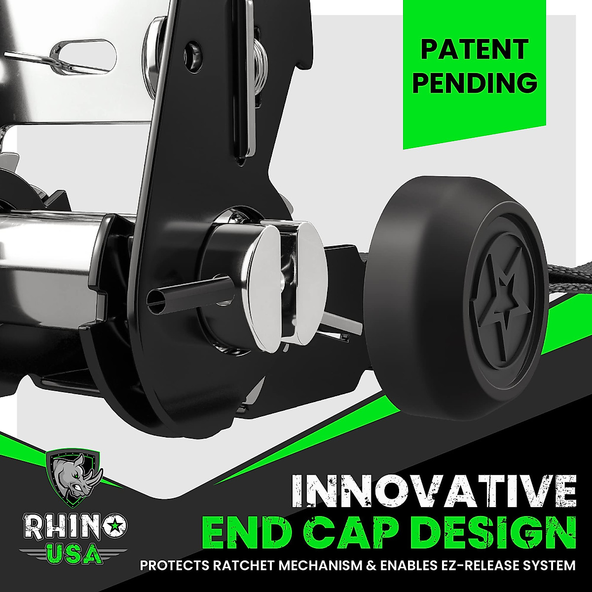 Rhino USA Ratchet Straps Tie Down Kit, 5,208 Break Strength - includes (2) Heavy Duty 1.6" x 8' Rachet Tiedowns with Padded Handles & Coated Chromoly S Hooks + (2) Soft Loop Tie-Downs