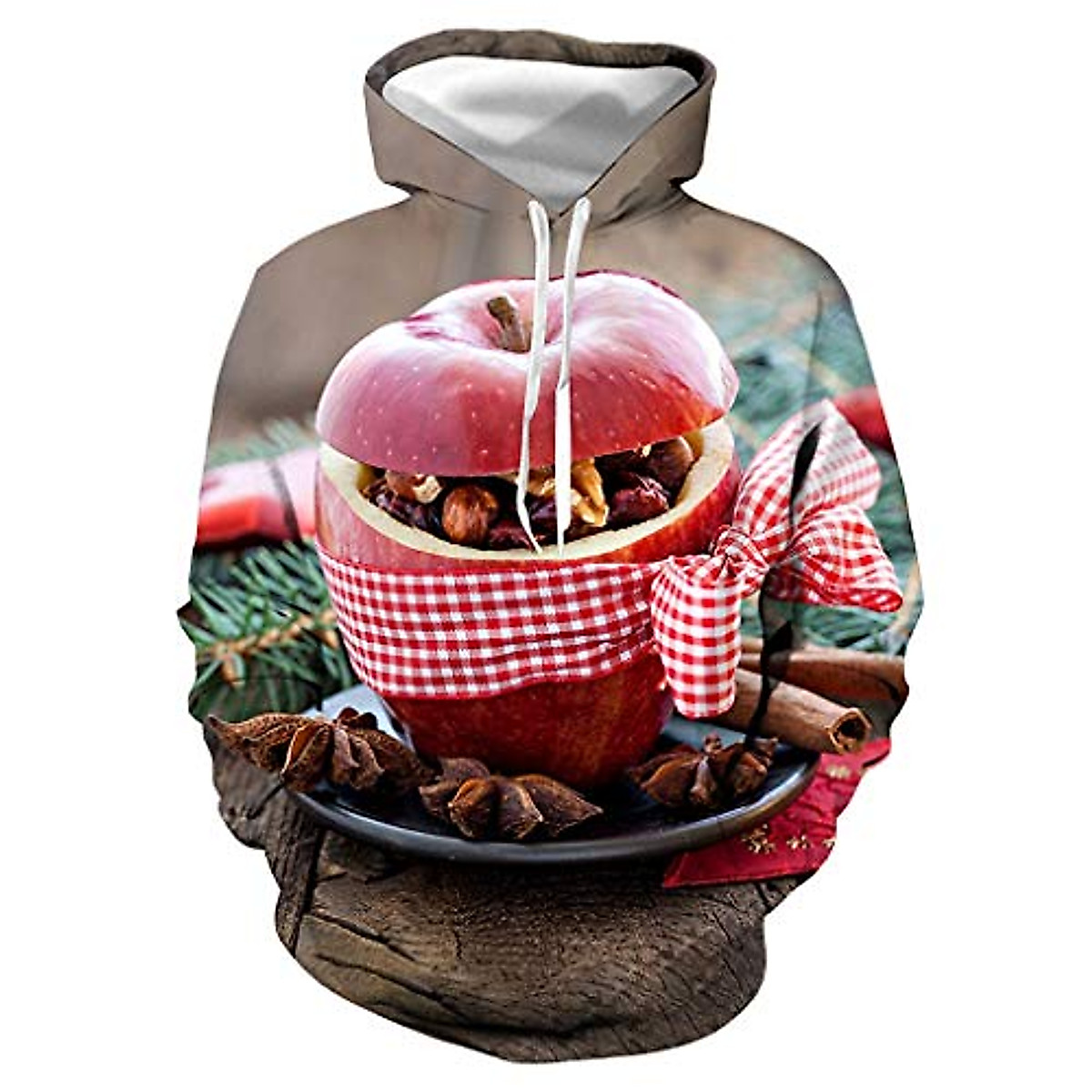 Women's Hoodies Sweatshirt Thenlian Men's Autumn Winter Christmas Casual 3D Printing Long Sleeve Sweatershirt Tops(XL, Khaki)