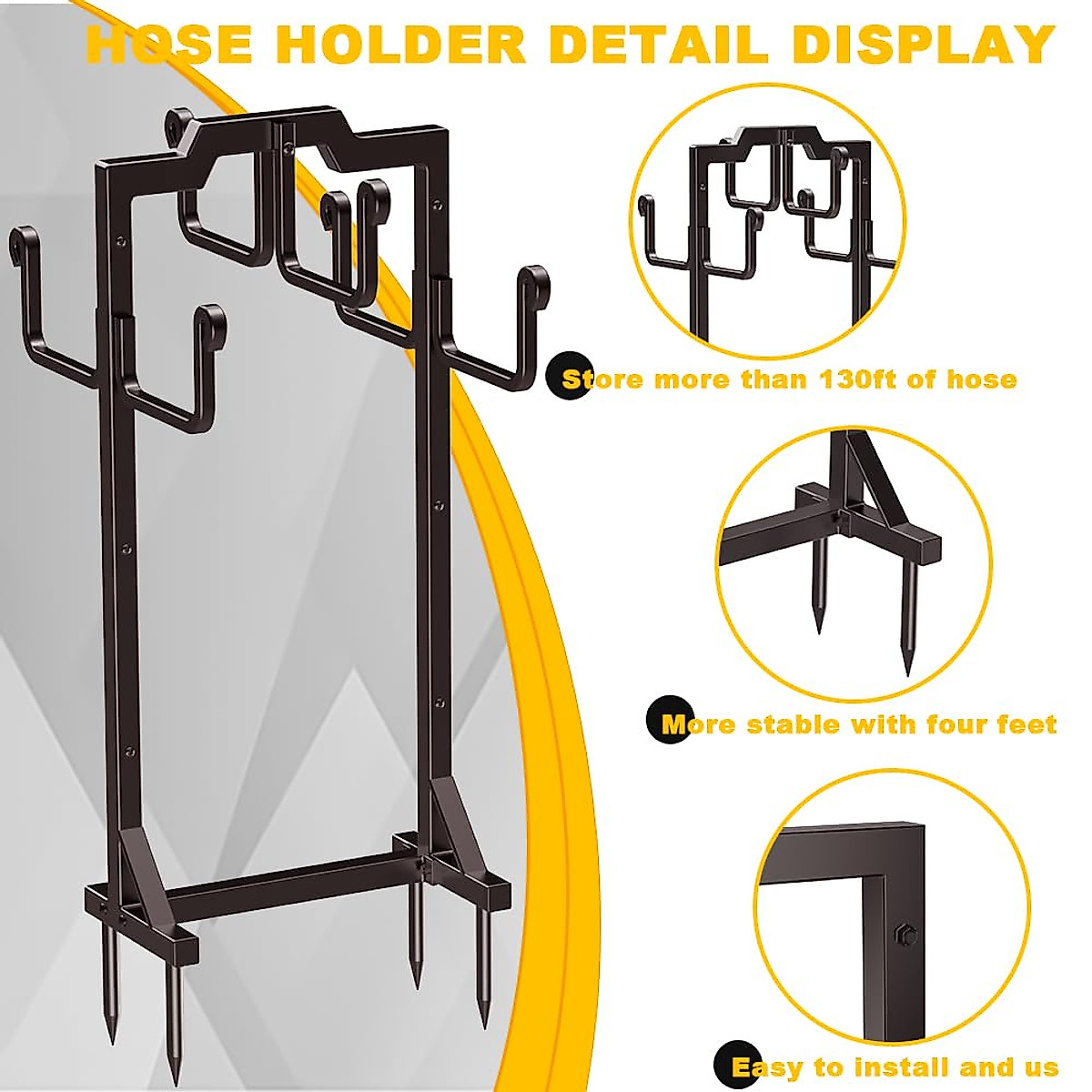 Skycarper Garden Hose Reel Holder Water Hose Hanger Organizer Stand,Bronze