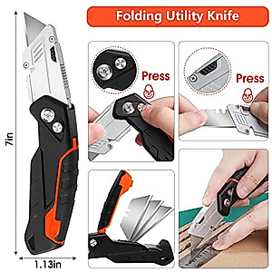 DIYSELF 3 Pack Box Cutter, Heavy Duty Utility Knife for Cardboard, Box Cutters Razor Knife for Construction, Work, Box Opener Cardboard Cutter for Warehouse, Office, Shop, Box Knife Exacto Knife