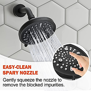 Gabrylly Shower Faucet Set, Bathtub Faucet with 9-Setting Rain Shower Head and Handle Set, Single-Handle Tub Shower Trim Kit with Valve, Matte Black