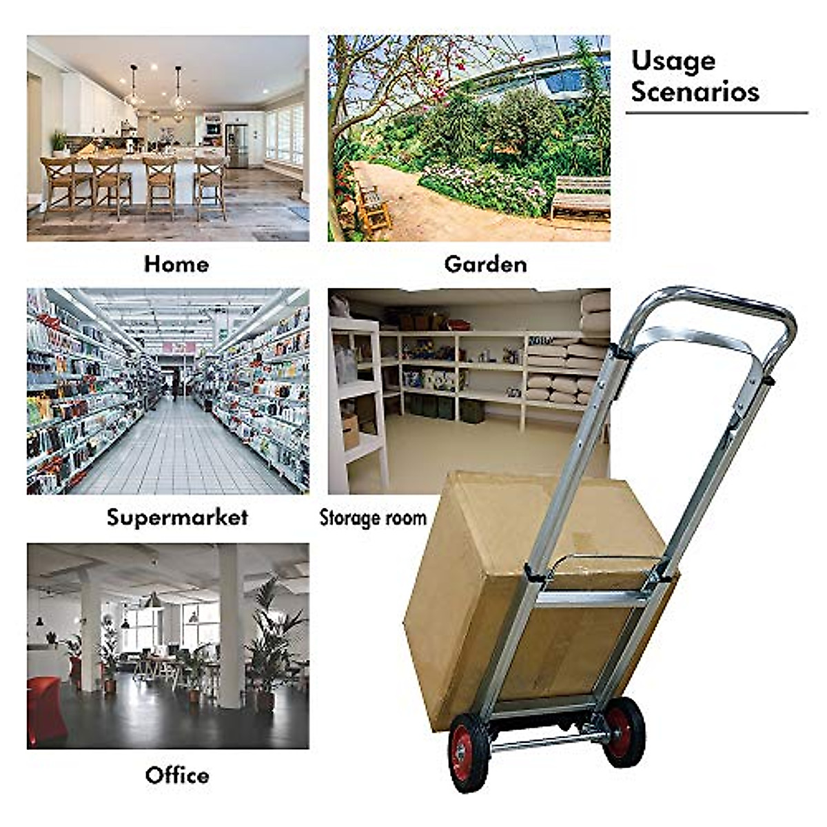 Hand Truck Dolly Aluminum Foldable Hand Cart with 6" Wheels 220 lb Capacity