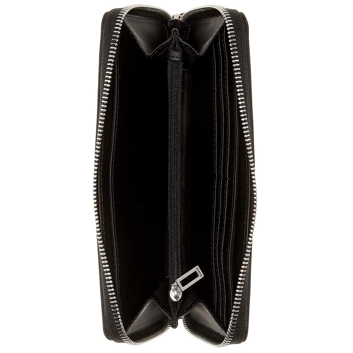 GUESS Women's Brooker Logo Debossed Patent Zip Around Wallet Clutch Bag - Black Multi