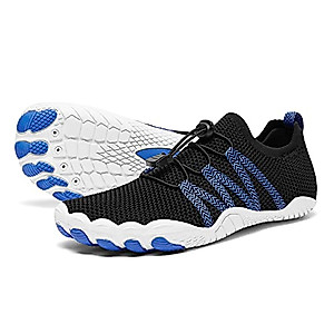 ALEADER Xbarefoot Mens Water Hiking Shoes Slip On Quick Drying Barefoot Shoes for River, Beach, Aqua Black Blue Size 9 US