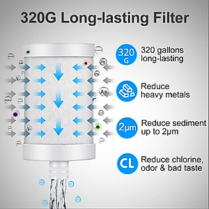 WINGSOL Stainless-Steel Faucet Water Filter, Faucet Mount Water Filtration System, Tap Water Filter, Reduce Heavy Metals, Chlorine and Bad Taste, 320G Long Lasting -1 Filter Included