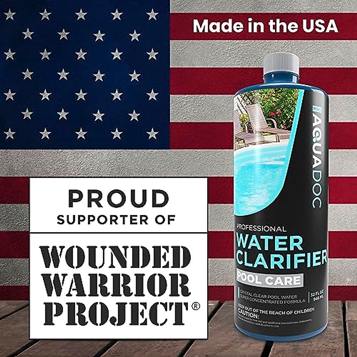 Pool Clarifier Liquid for Fast Acting Cloudy Water Treatment, Swimming Pool Water Clarifier Pool Owners Love, Use Our Clarifier to Keep Your Pool Clear | AquaDoc 32oz