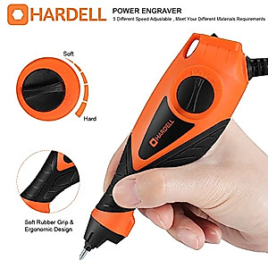 HARDELL Engraver,5 Speed Etching Power Tool Equipped with Soft Rubber Handle and Tungsten Carbide Steel Bits,Mini Multi-Function Engraver for Tile,Metal,Stone,Wood,Leather,Glass,PVC Pipe,DIY Crafts